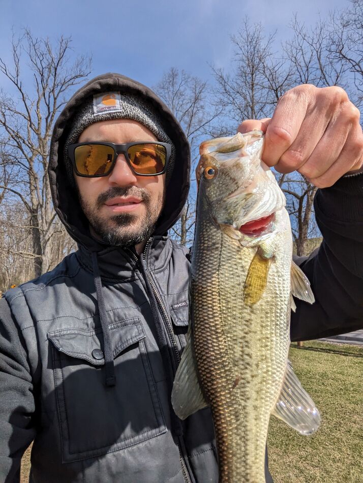 A pretty good bass: Son Gregg and devout fly fishing buddy Nelli and I ...