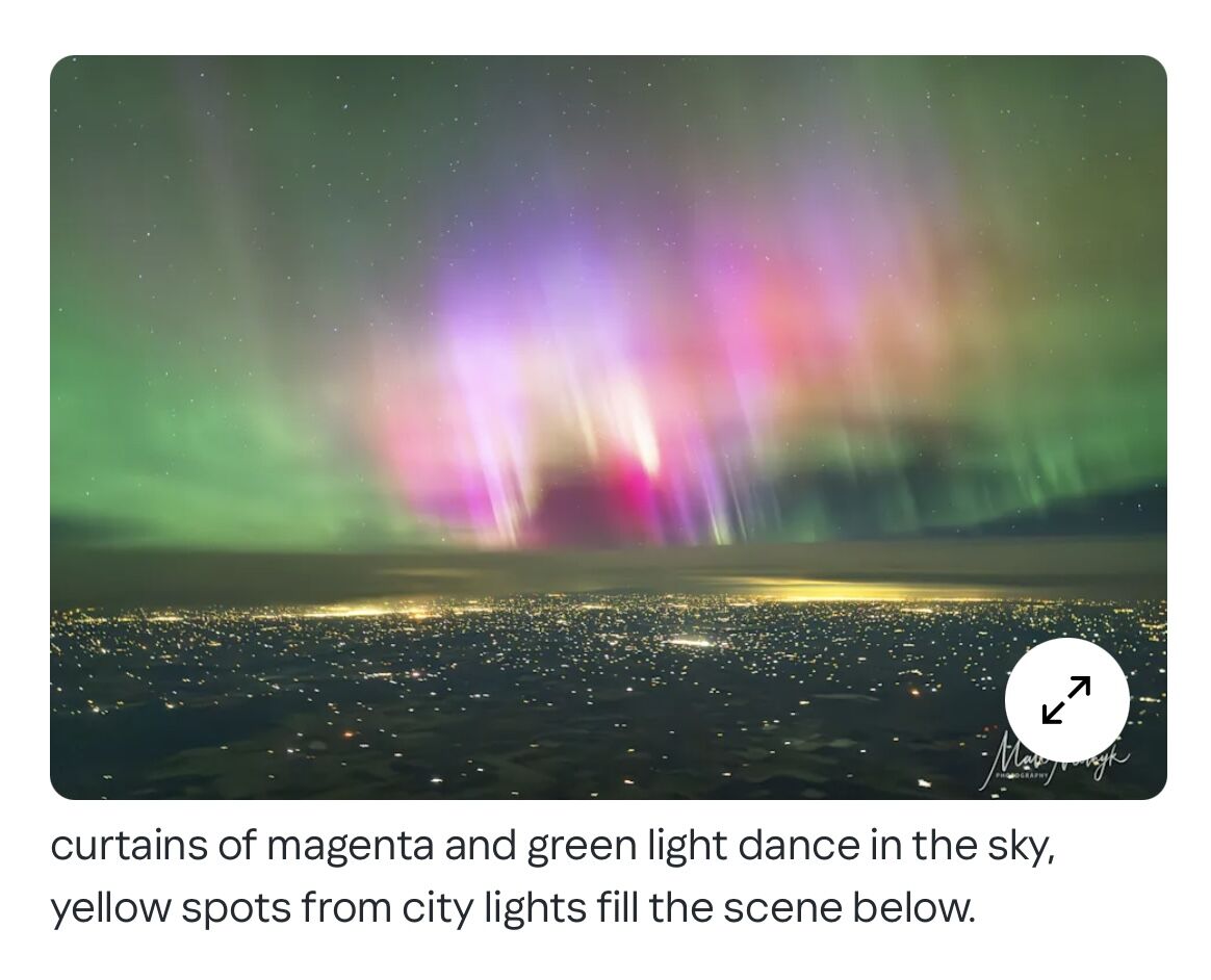 Northern lights from 36,000 feet: A different angle of the northern ...