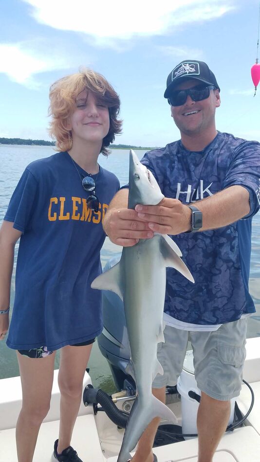 Catching baby sharks: Shark fishing with my kids in Hilton Head...