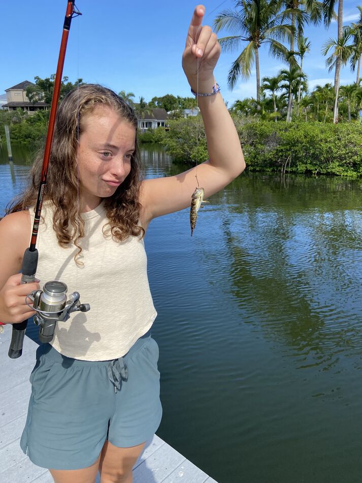 Fun with the kids: Live shrimp off the dock...